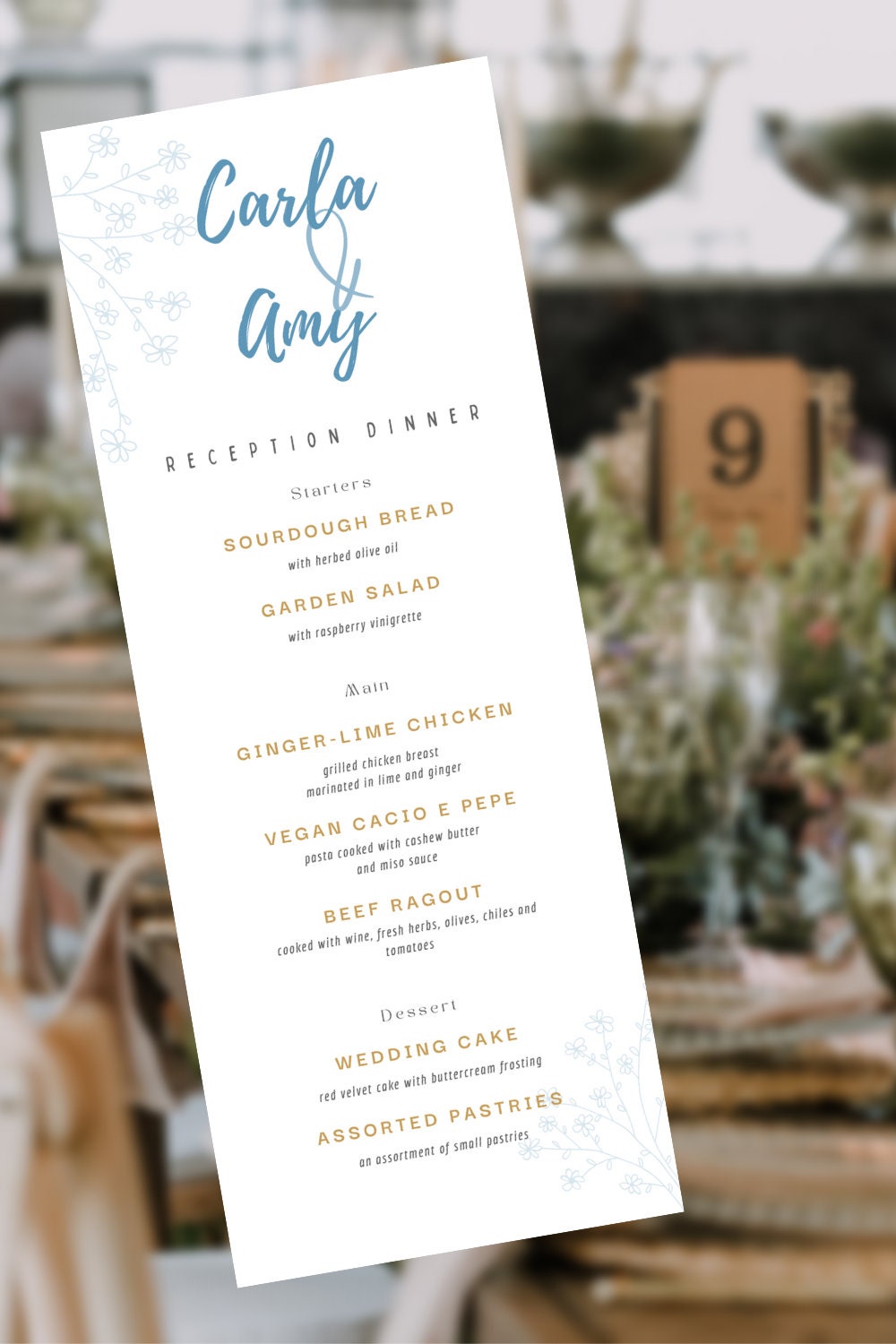 Floral Wedding or Engagement Menu, Rehearsal or Reception Dinner ...