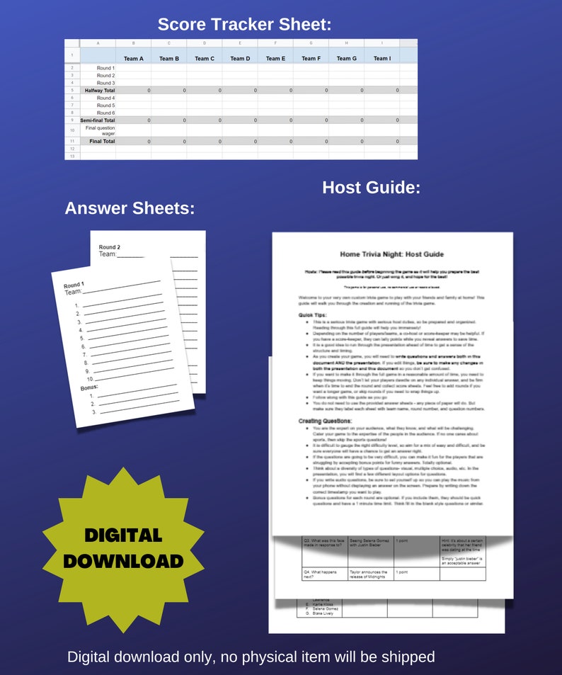 Customizable Home Trivia Game (digital Download), Trivia Night Party ...