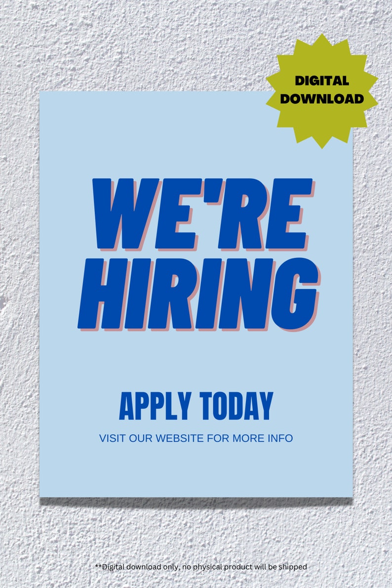 We're Hiring! Job Opening Sign, 8.5x11 Editable Custom Template for ...