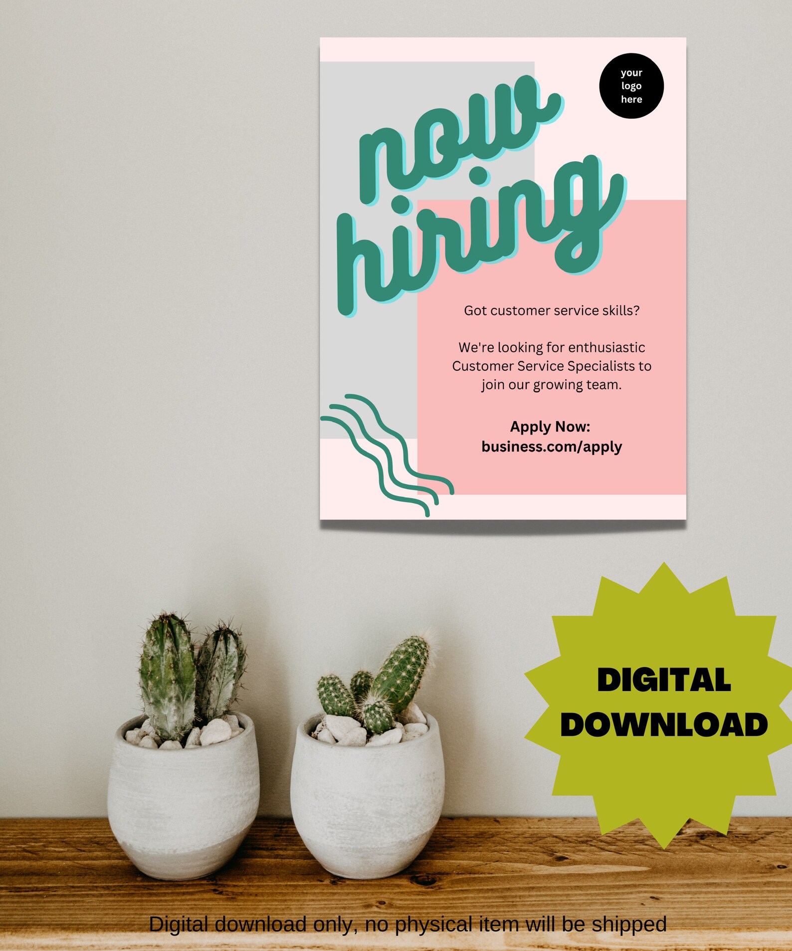 Hiring Sign Template, Boho Style, Editable Custom Poster for Job ...