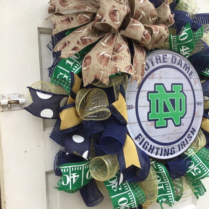 Notre Dame Wreath: Fighting Irish Blue & Gold Ribbon Tin Sign - Etsy