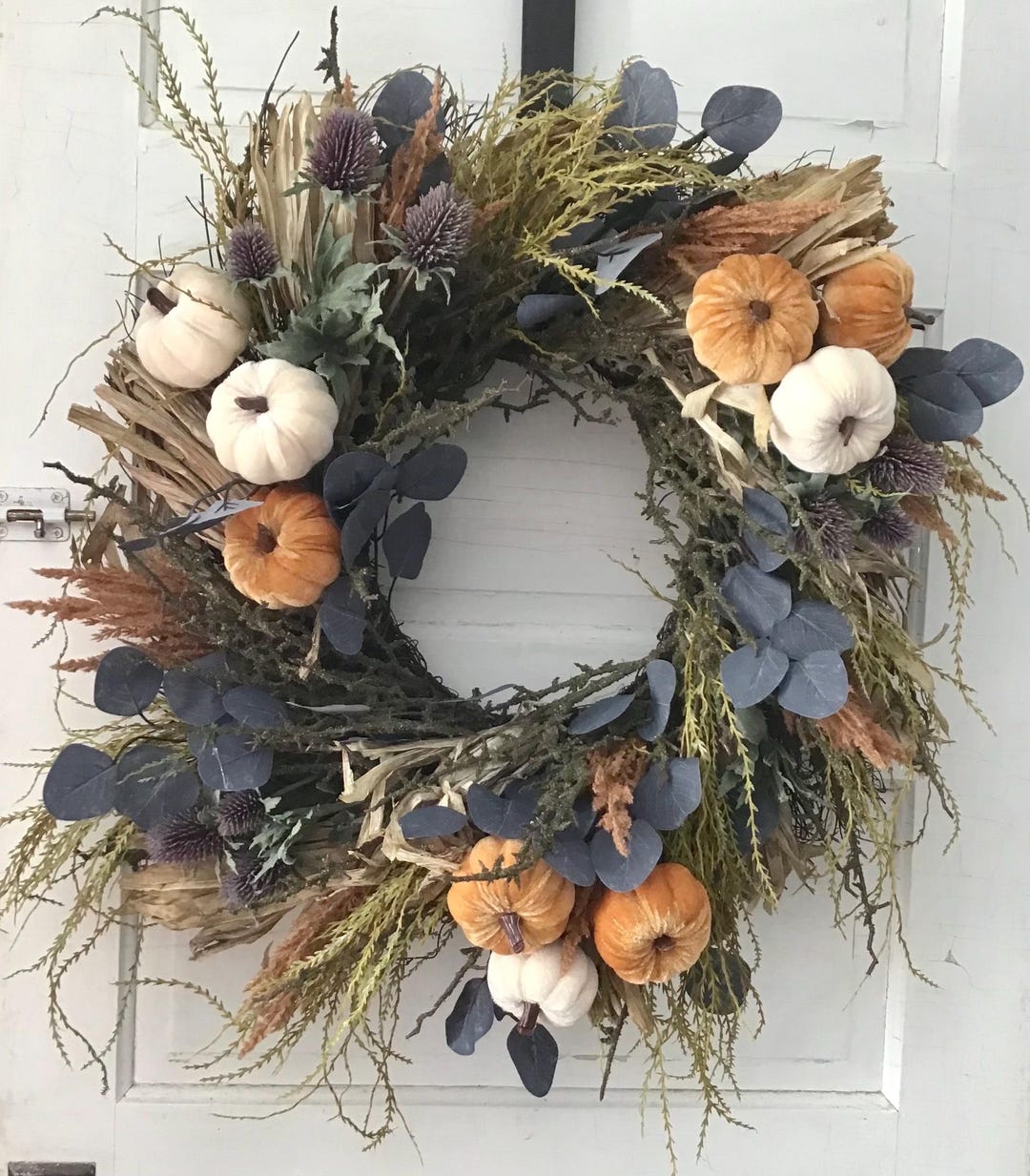 Light up Fall Wreath Fall Wreath With Lights Velvet Pumpkin Large ...
