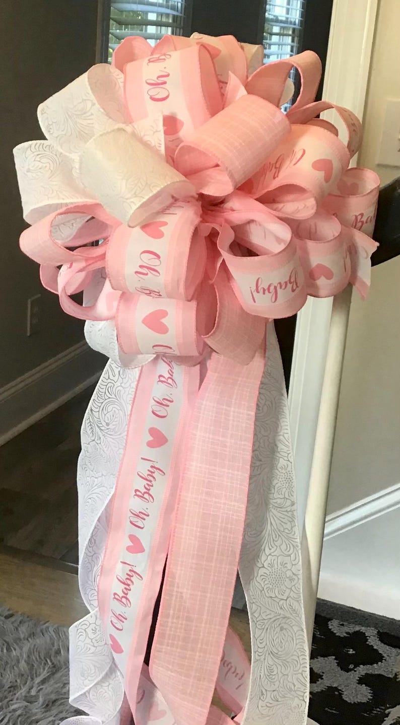 Baby Girl Announcement, Gender Reveal Bow, Baby Shower Decor for Girl ...