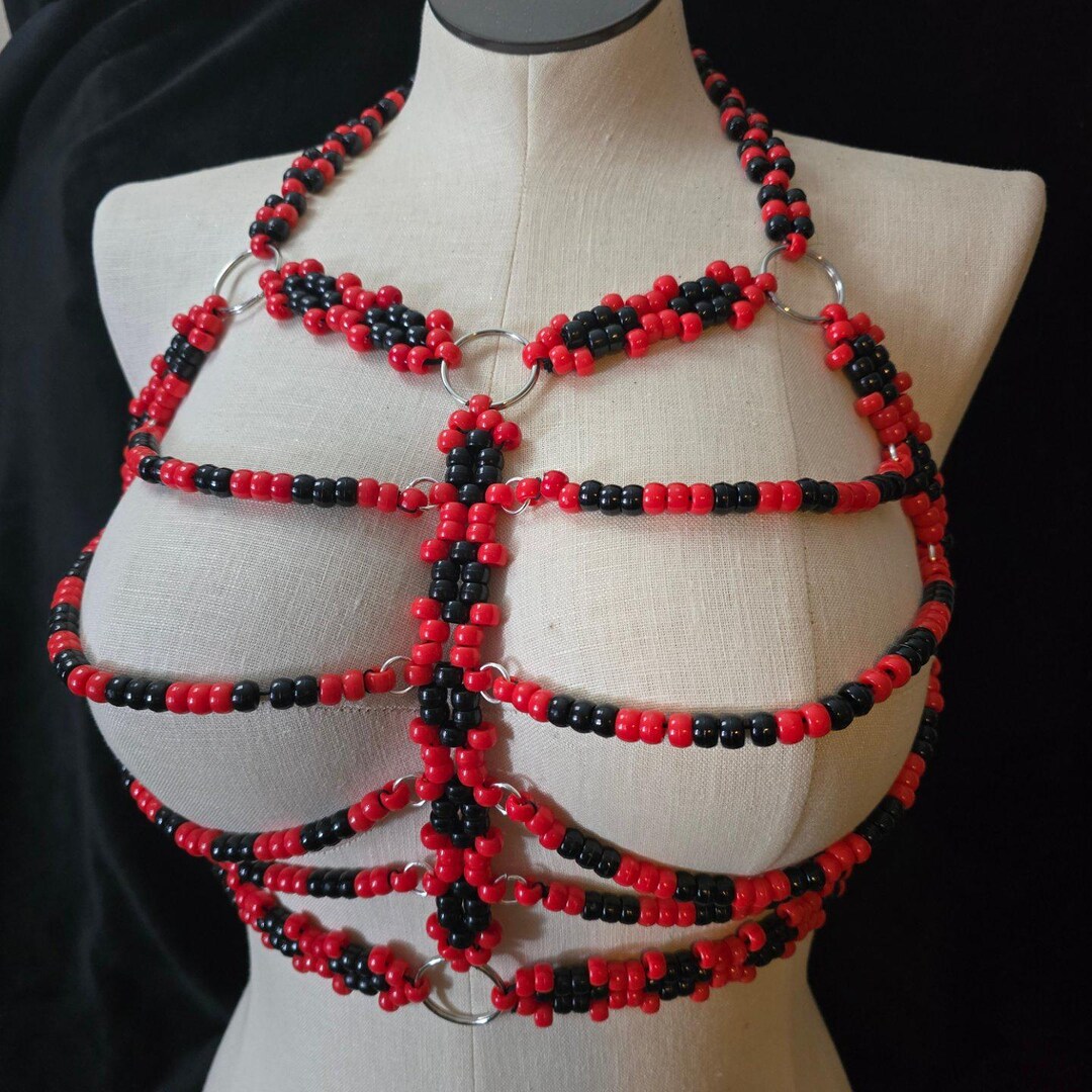 Kandi Chest Harness (red/black) - Etsy