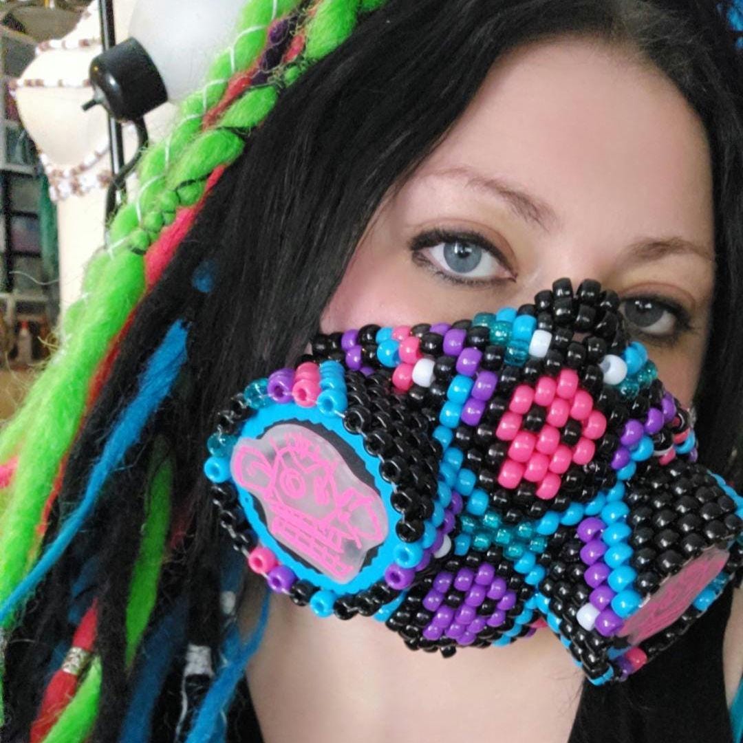 Kandi Gas Mask Jinx Inspired(arcane) Rave, Festival, Cosplay, Party ...