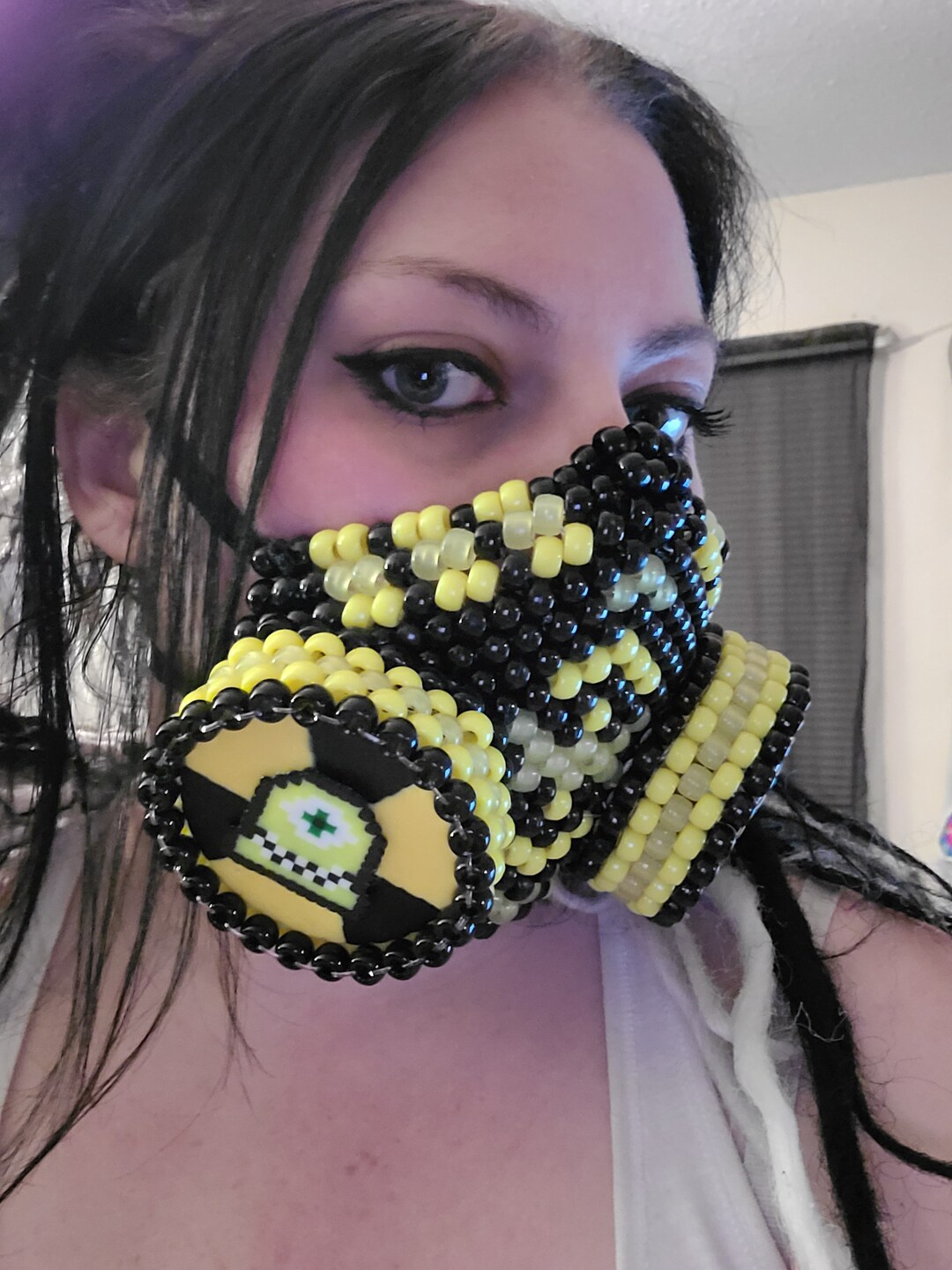 Kandi Gas Mask Subtronics Cyclops black and Yellow Glow in the Dark ...