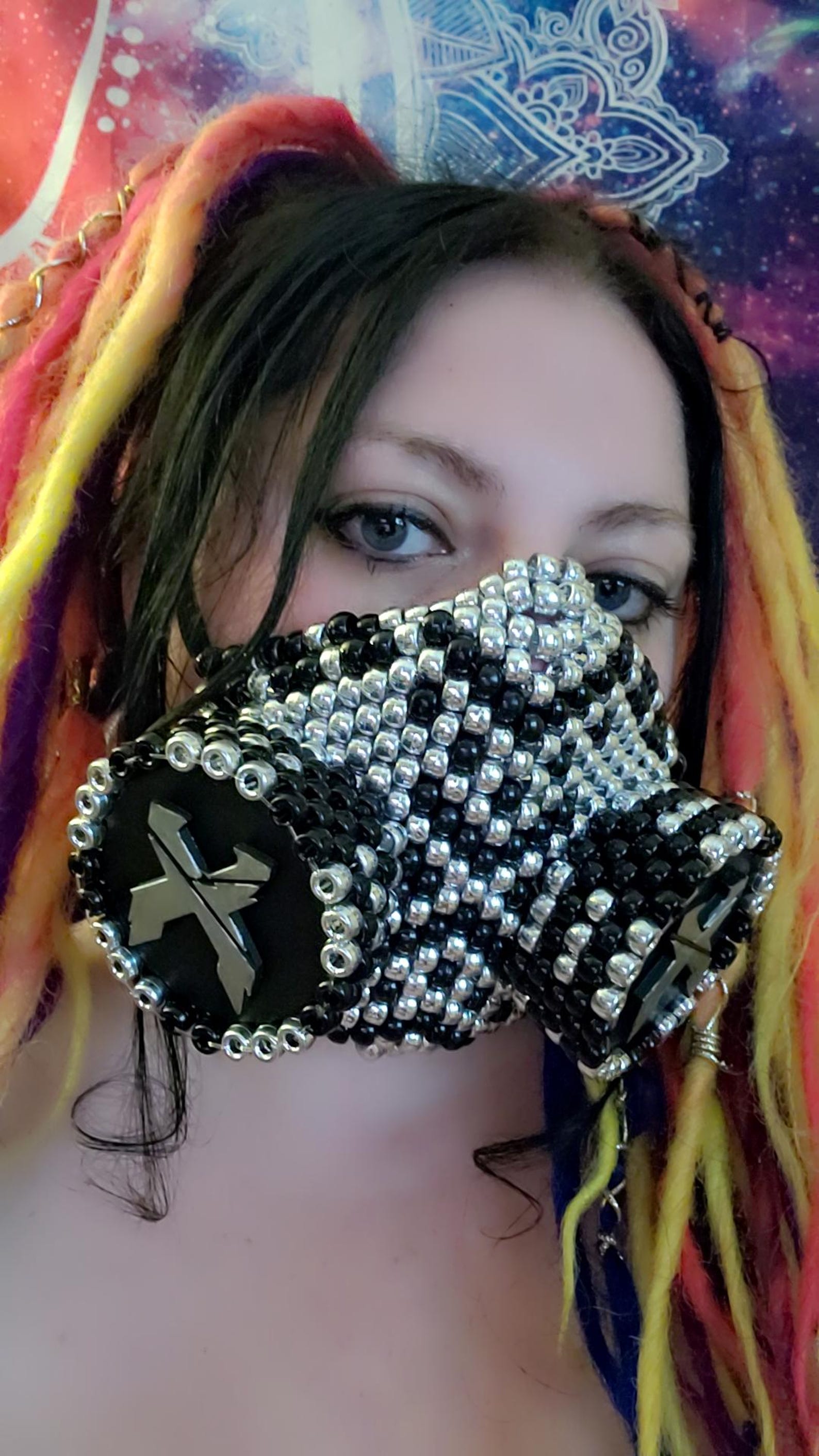 Kandi Gas Mask Excision silver and Black Rave, Festival, Cosplay, Party ...