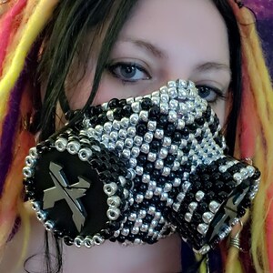 Kandi Gas Mask Excision silver and Black Rave, Festival, Cosplay, Party ...