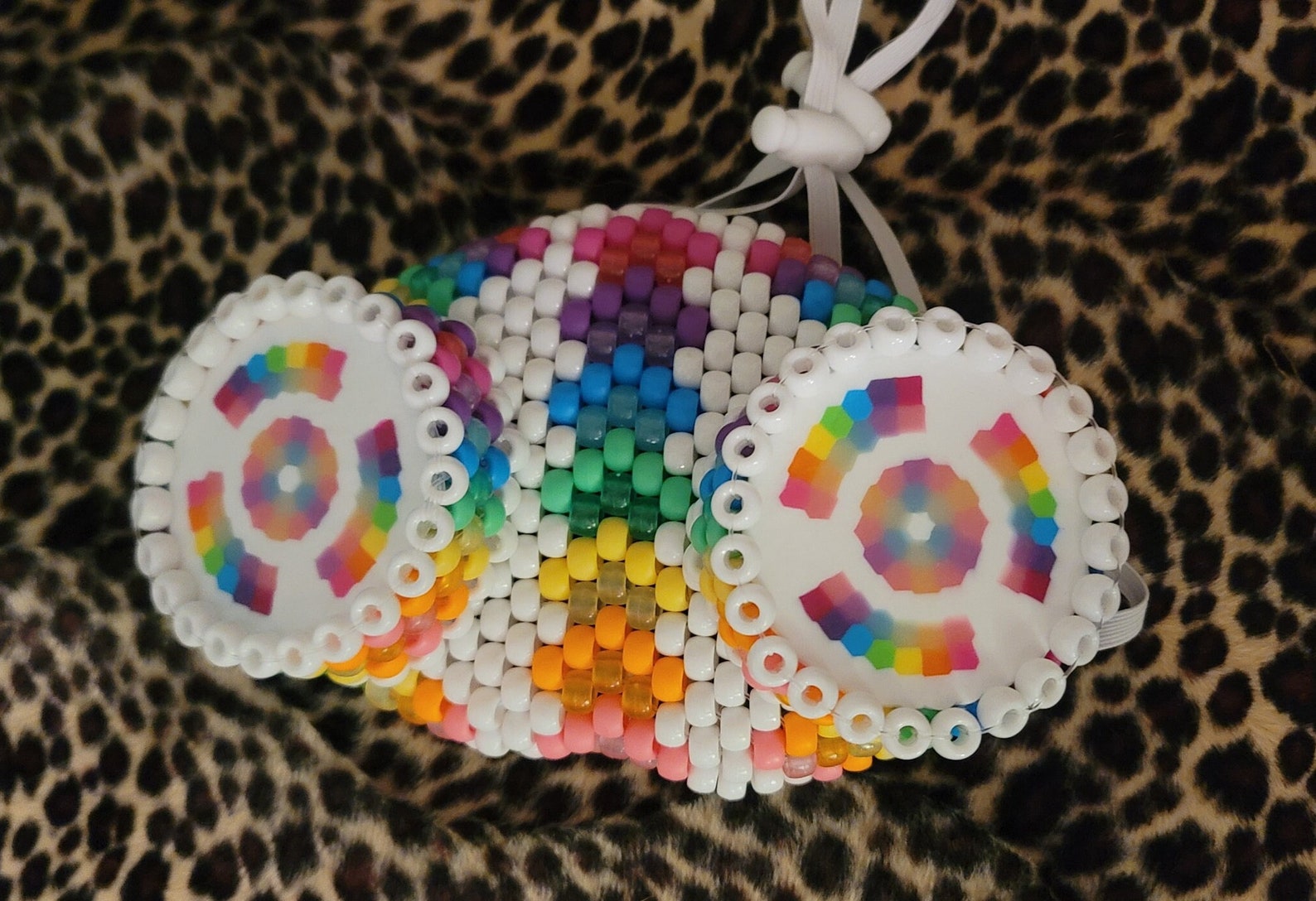 Kandi Glow in the Dark Gas Mask white and Rianbow Kawaii, Rave ...