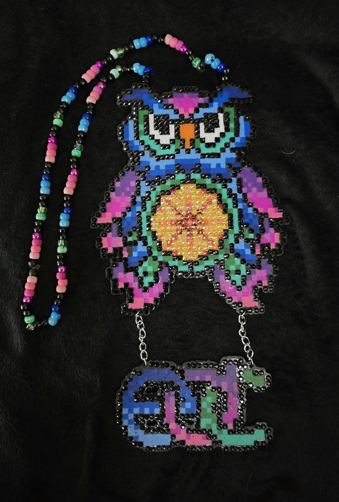 Bedazzled EDC Owl Perler Necklace - Etsy