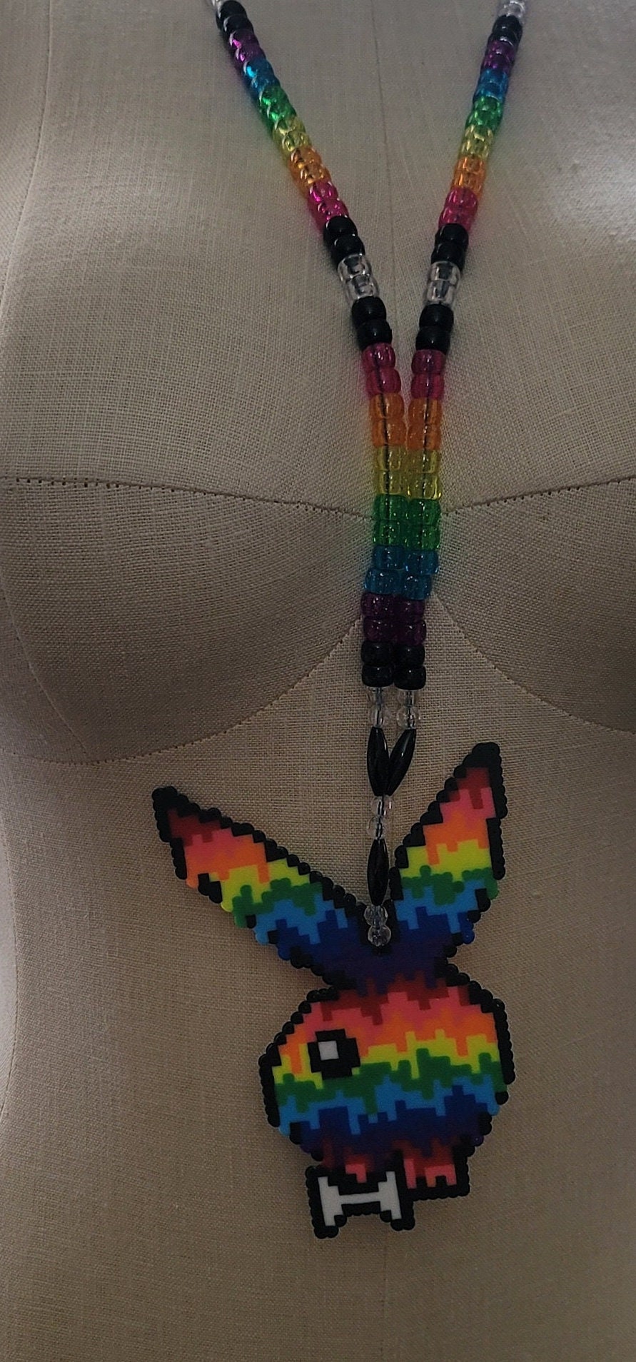 Trippy Drippy Playboy Bunny Perler Necklace - Etsy