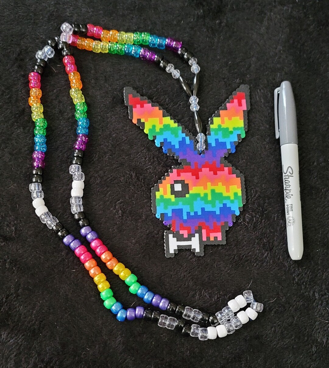Trippy Drippy Playboy Bunny Perler Necklace - Etsy