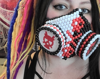 Kandi Gas Mask Excision silver and Black Rave, Festival, Cosplay, Party ...