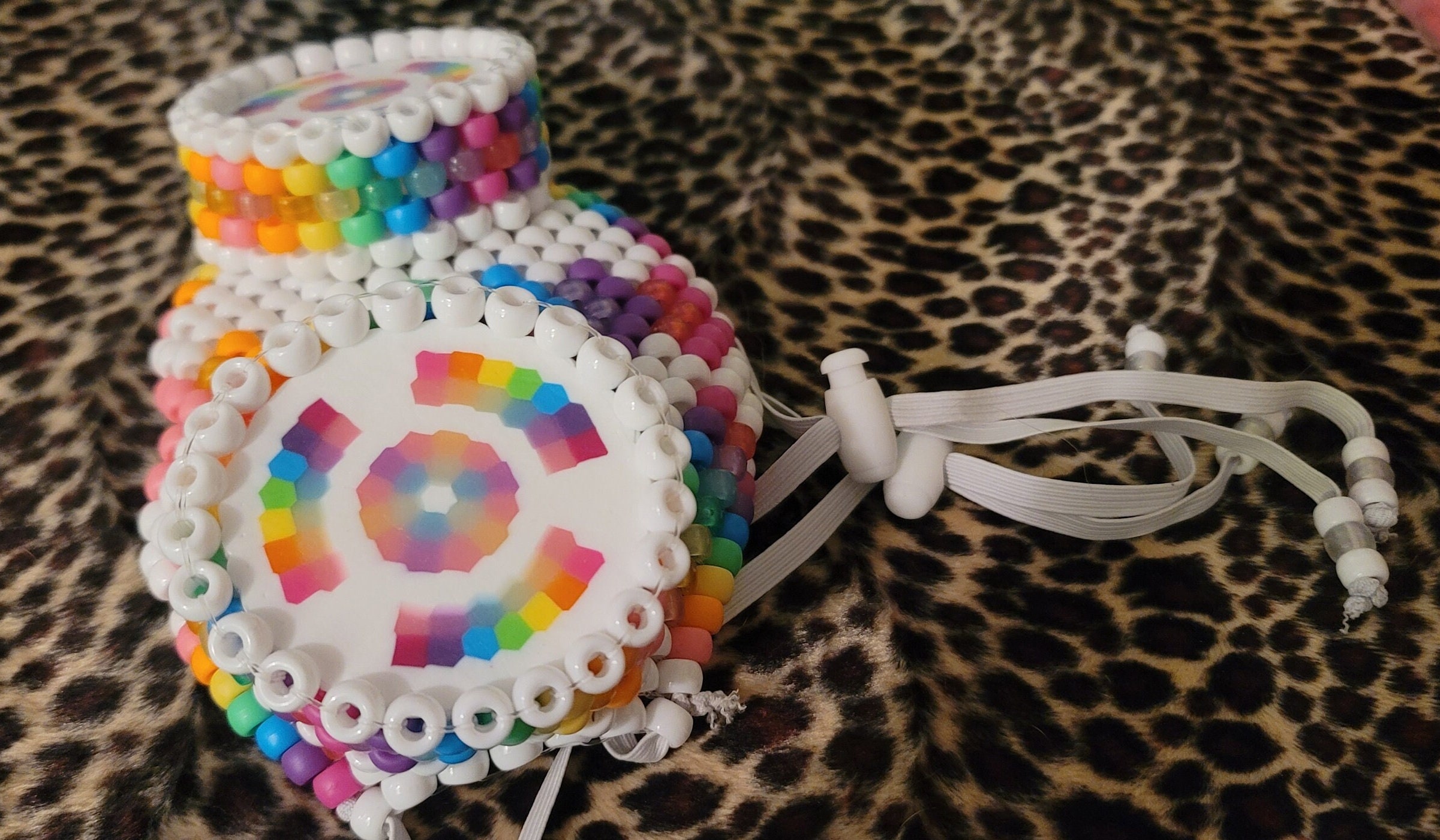 Kandi Glow in the Dark Gas Mask white and Rianbow Kawaii, Rave ...