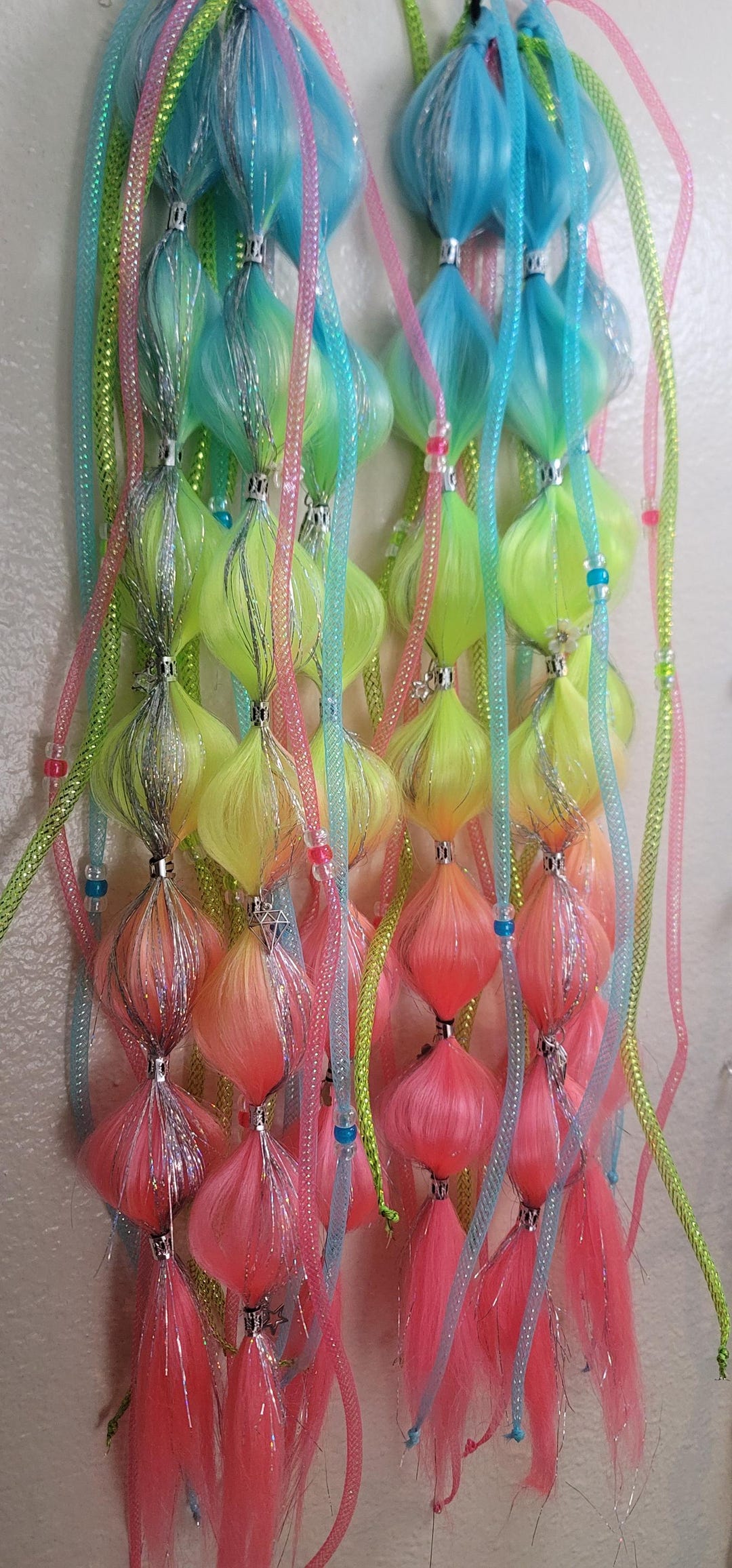 Festival/rave/pride Hair Extension 2x Ponytails, Tie-in Bubble Style ...