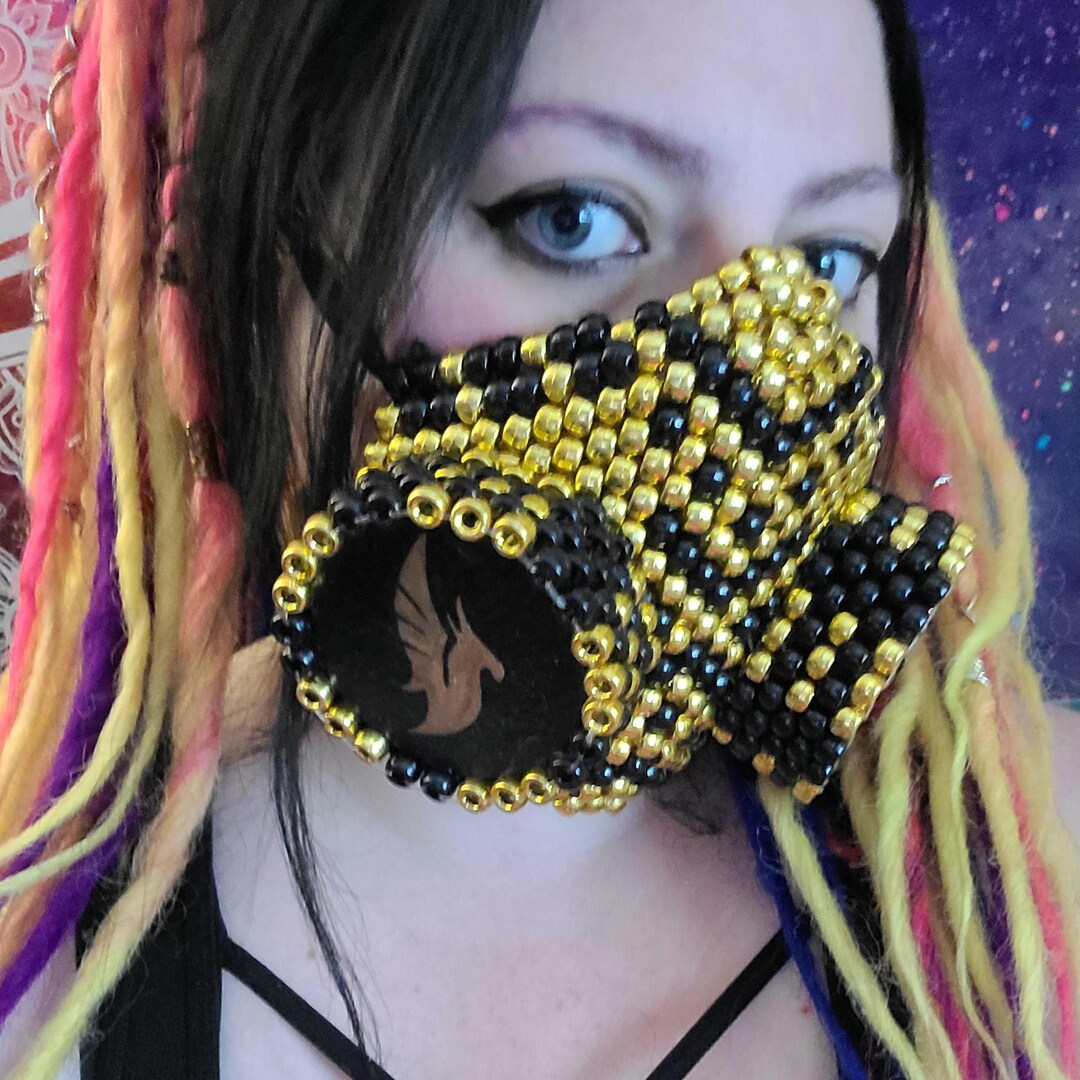 Kandi Gas Mask Illenium (gold and Black) Rave, Festival, Cosplay, Party ...