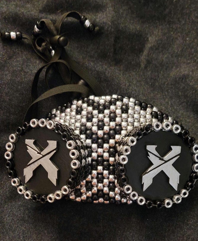Kandi Gas Mask Excision silver and Black Rave, Festival, Cosplay, Party ...
