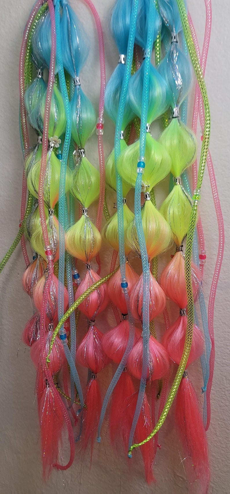 Festival/rave/pride Hair Extension 2x Ponytails, Tie-in Bubble Style ...