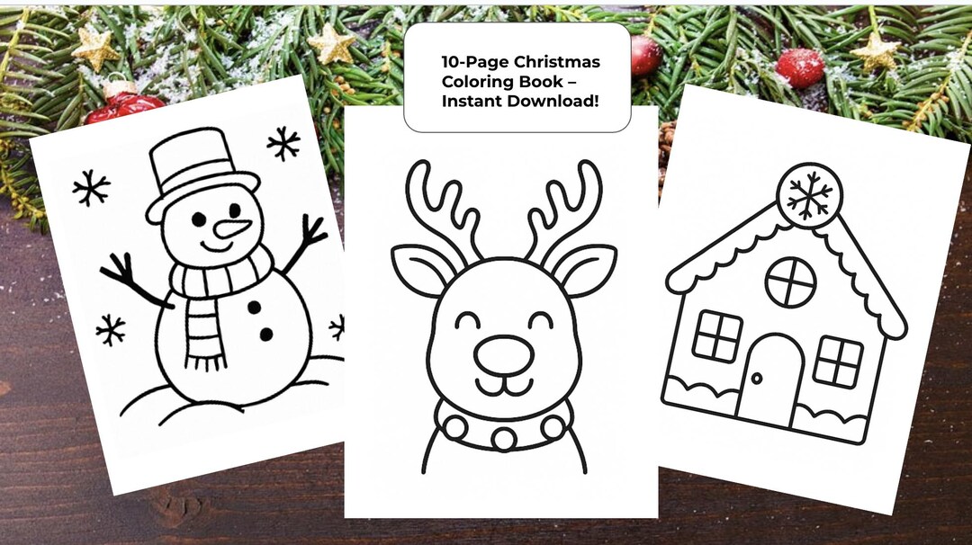 Winter Holiday Coloring Sheets (10 Pages) - Etsy