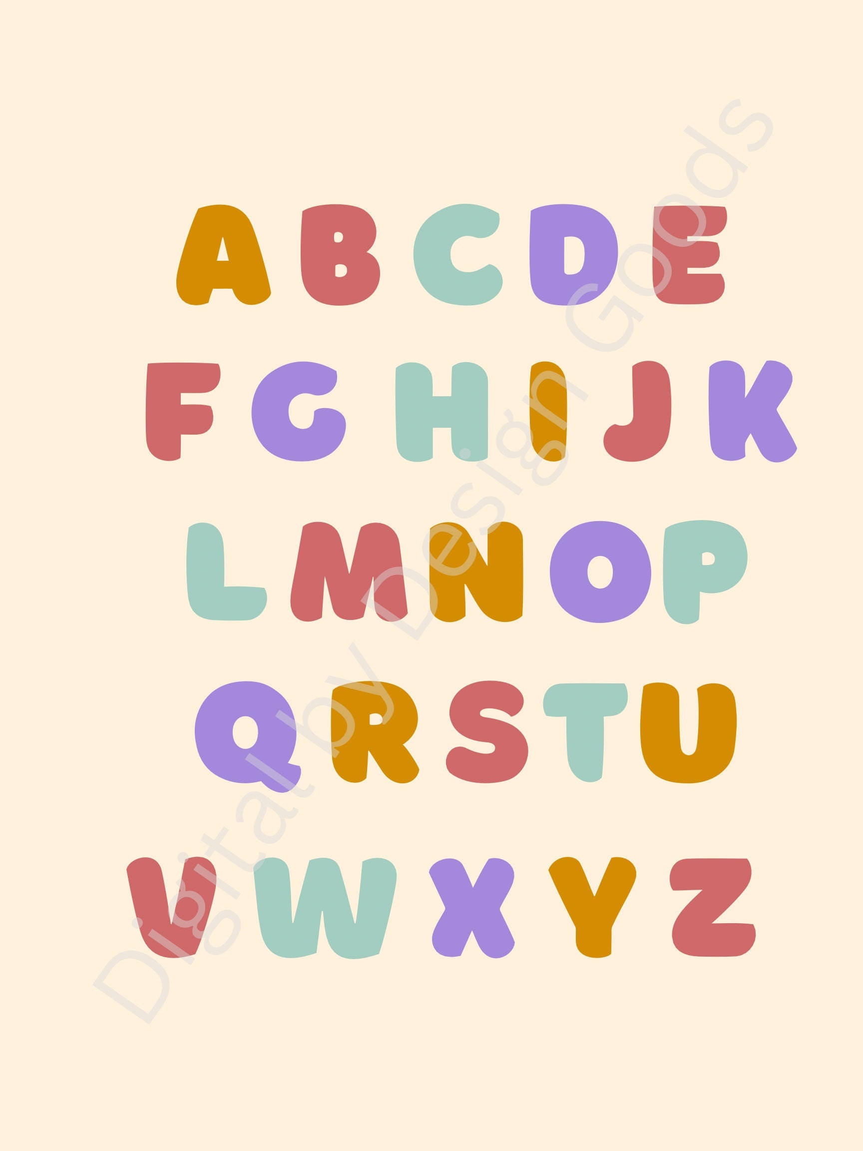Boho Kids Alphabet Poster, Kids ABC Print - Etsy