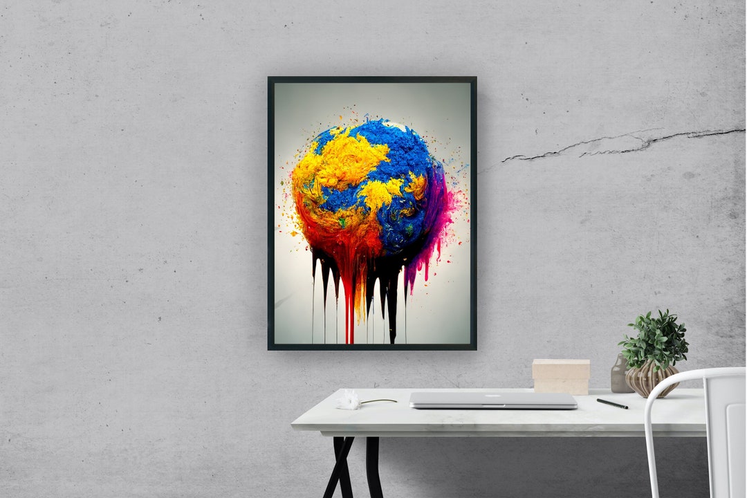 Modern Colorful World Art Downloadable Art Moody Wall Art - Etsy