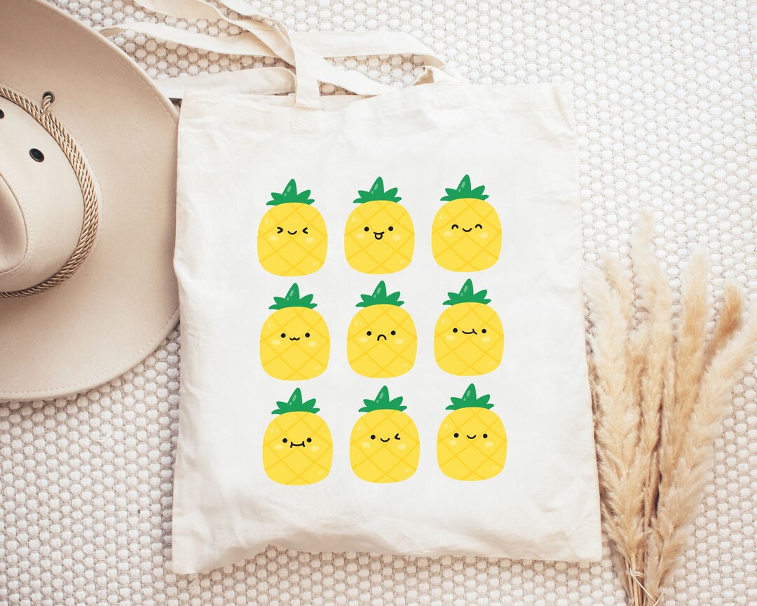 Cute Pineapple Canvas Tote Bag, Pineapple Lover Gift for Her Summer ...