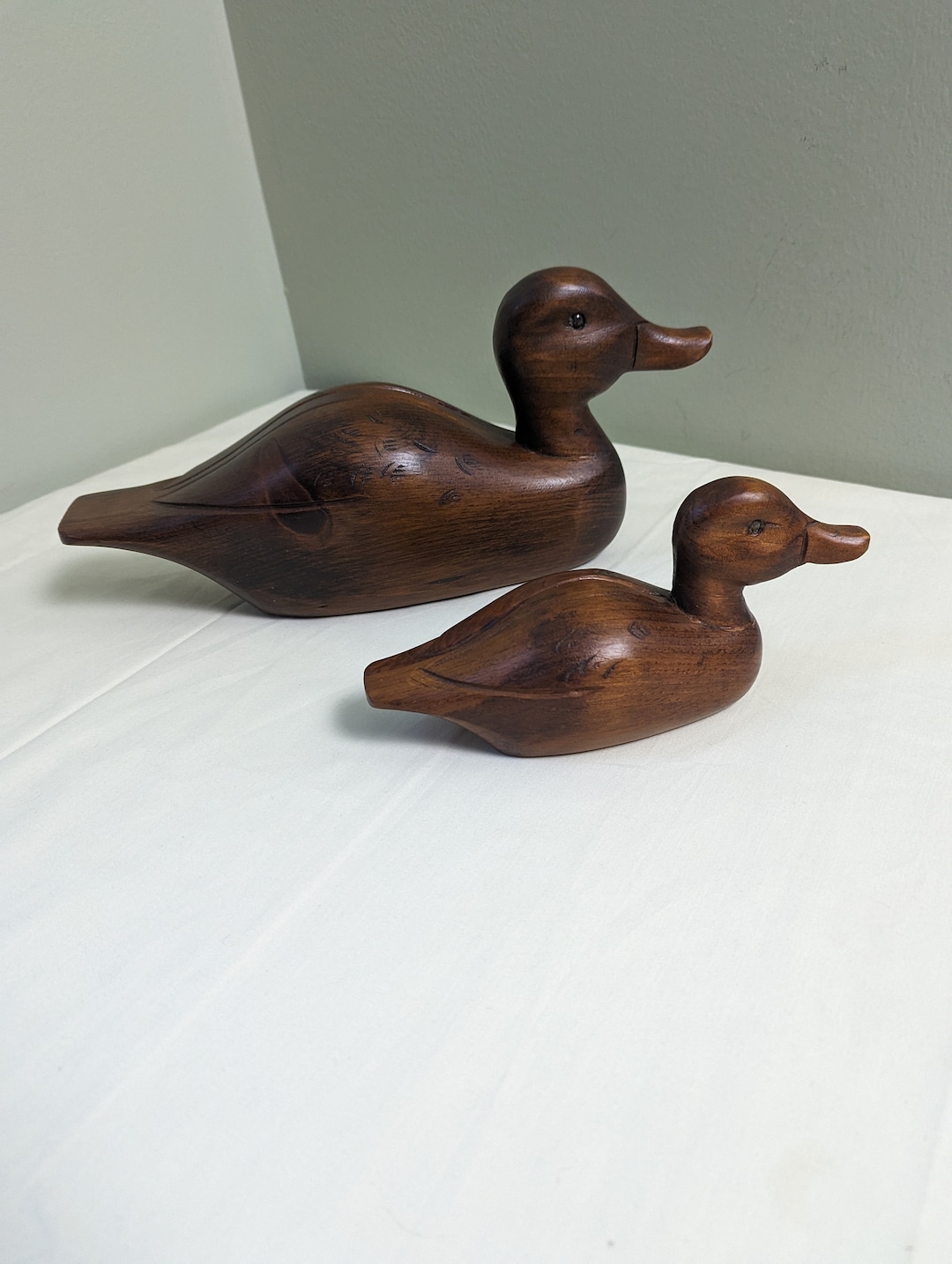 2 Vintage Hand Carved Wooden Duck Decoys Display Art. - Etsy