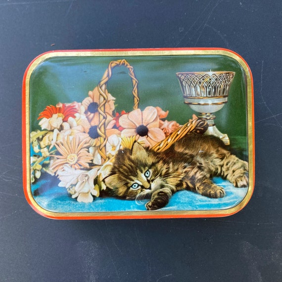 Vintage Cat Tin Kitty Stash Box 1950's Candy Tin Edward - Etsy