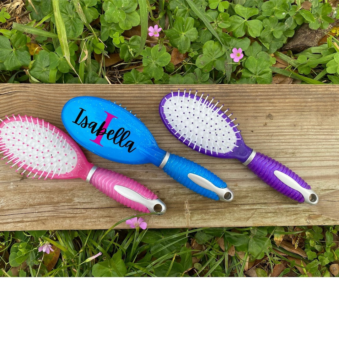 Sparkly Hair Brush for Girl, Personalized Glitter Hairbrush, Custom ...