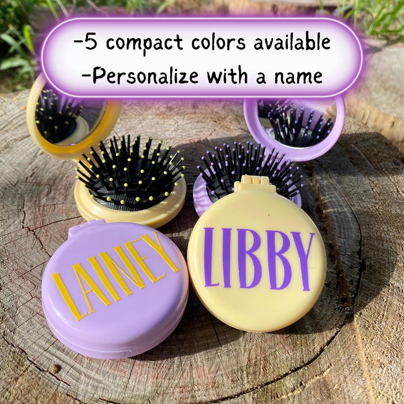 Hairbrush Compact Mirror - Etsy