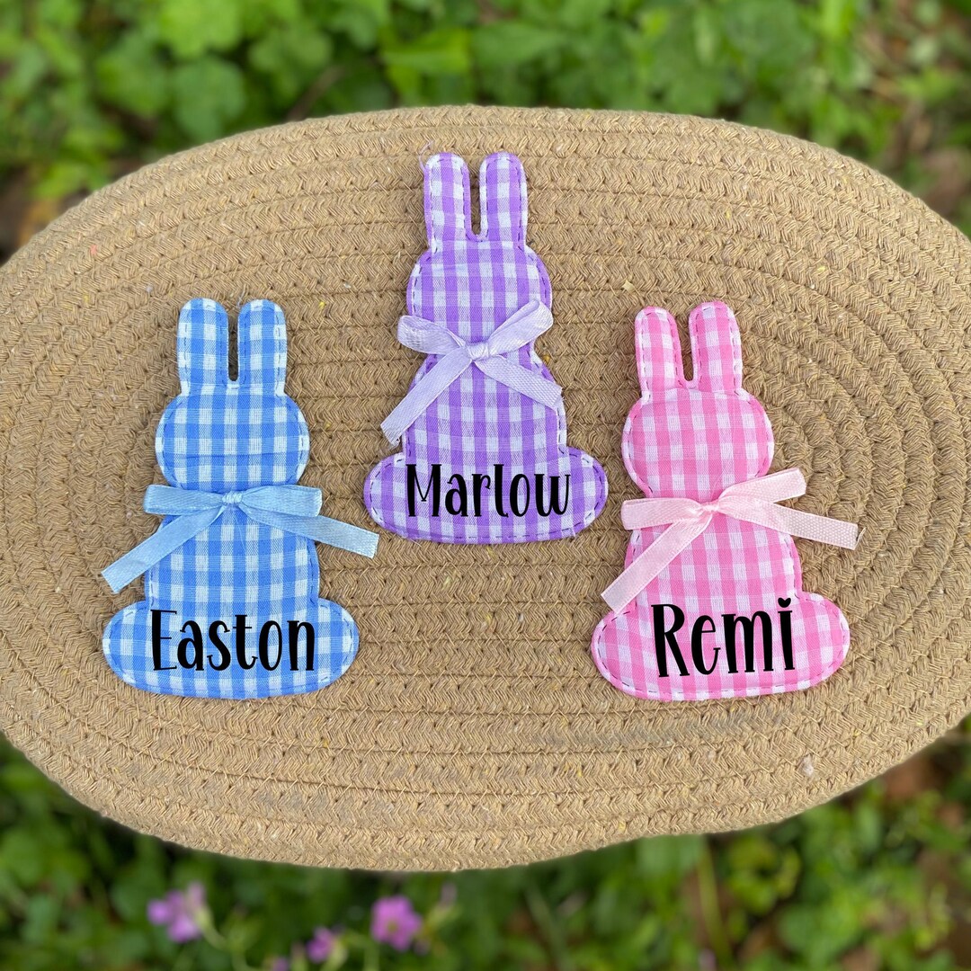 Cloth Easter Bunny Name Tag, Personalized Easter Basket Stuffer for ...