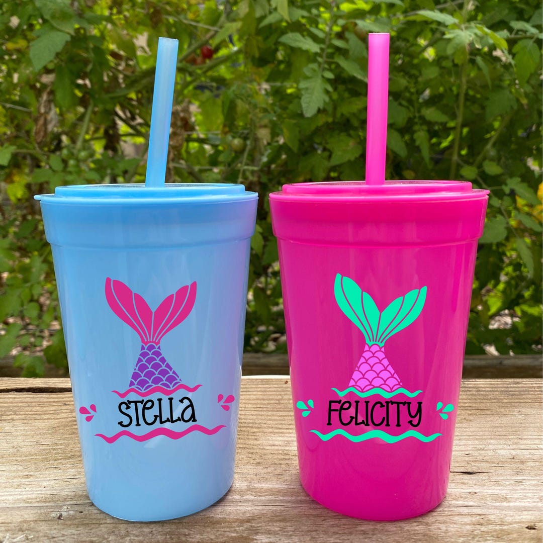 Mermaid Tail Color Changing Cup for Girl, Personalized Cup With Straw ...