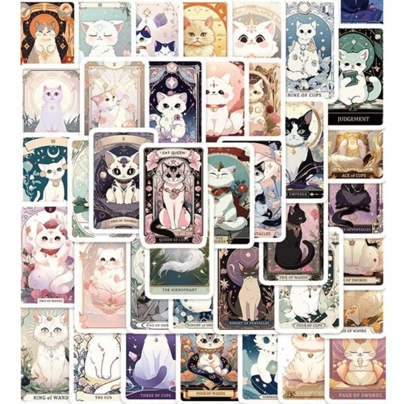 Vintage and Aesthetic Cat Stickers Pack, Black and White Cat Stickers ...
