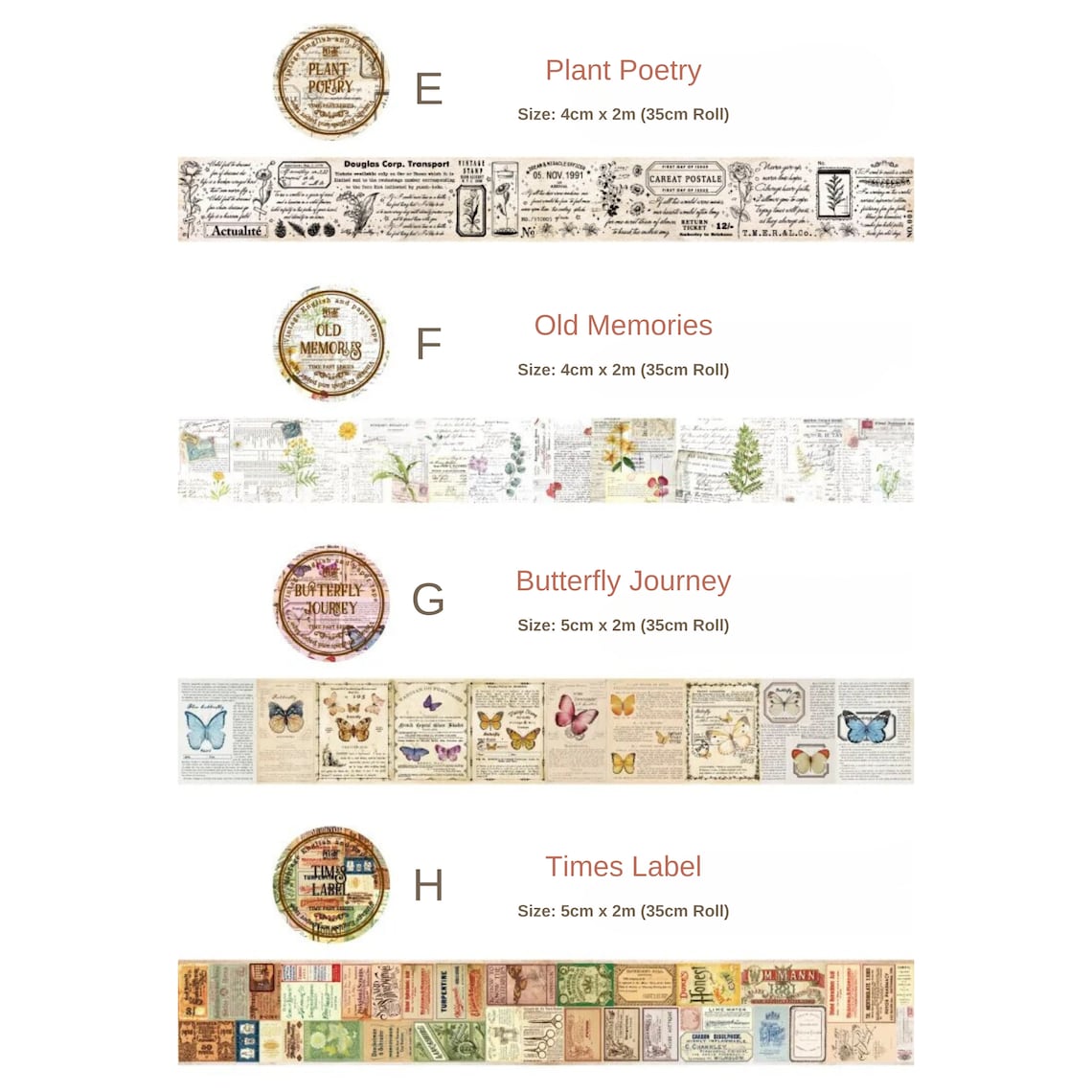 Vintage Washi Tape Set Masking Tape Perfect for - Etsy