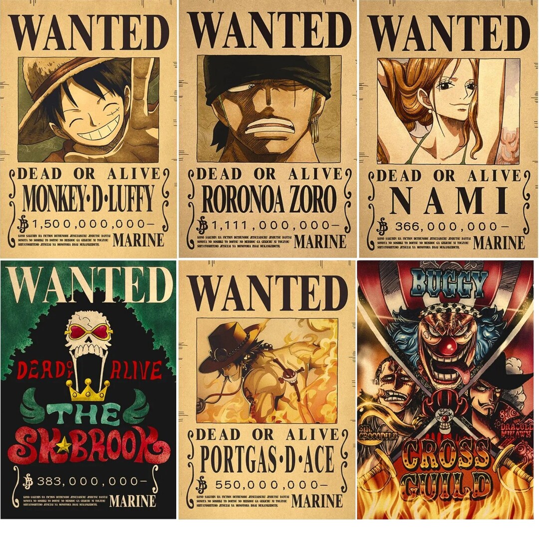One Piece Wanted Poster Kraft Paper Anime Manga Collection, Bounty ...
