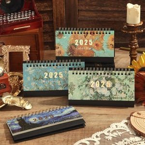 2025 Vintage Art Desk Calendar | Monthly Flip Calendar With Notes ...