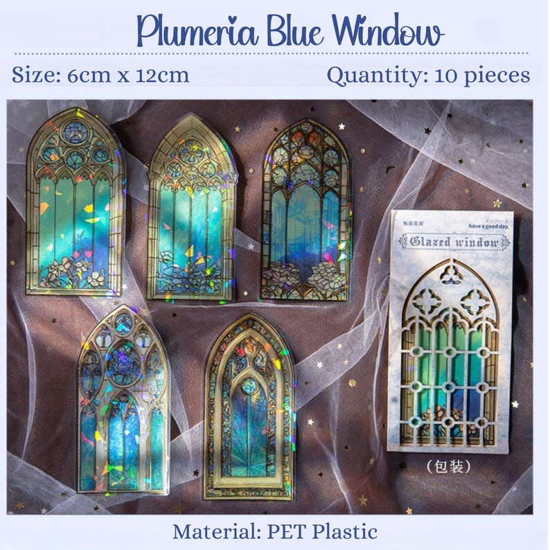 Retro Glazed Window Stickers - Set of 10 Decorative Waterproof Stickers ...