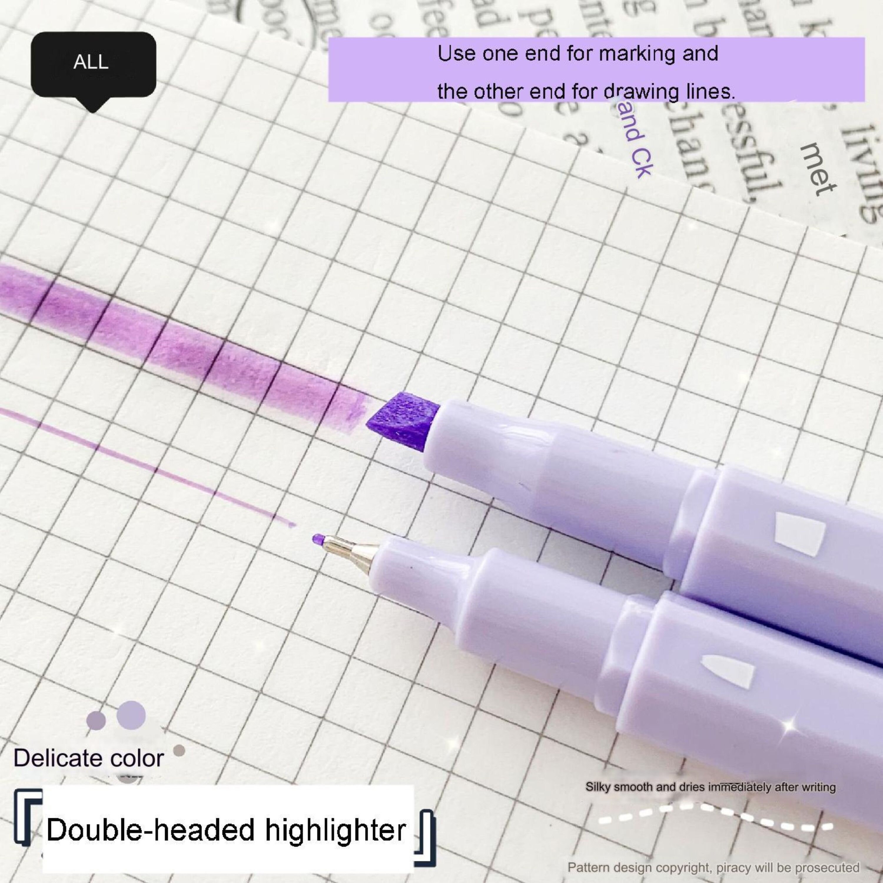 Kawaii Double-headed Gel Pen Set 7 Pcs Black Ink Ballpoint ...