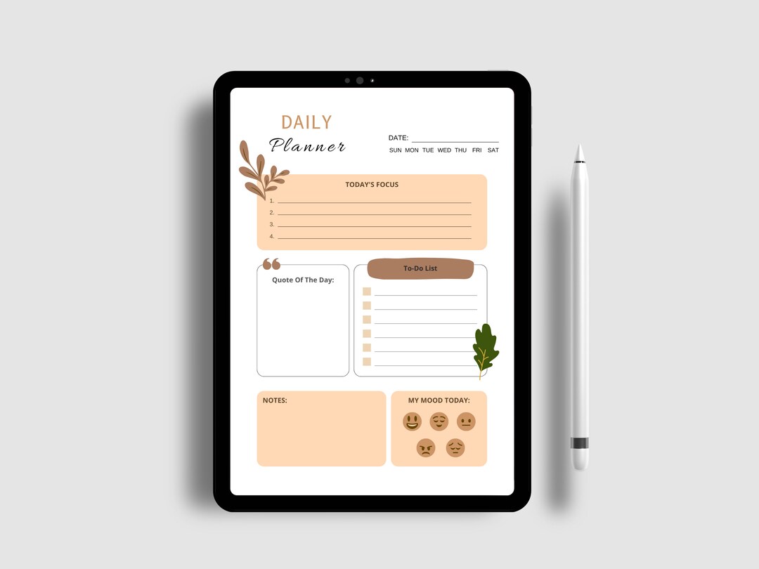 Daily Planner Digital Weekly Planner Printable Monthly Planner Time ...