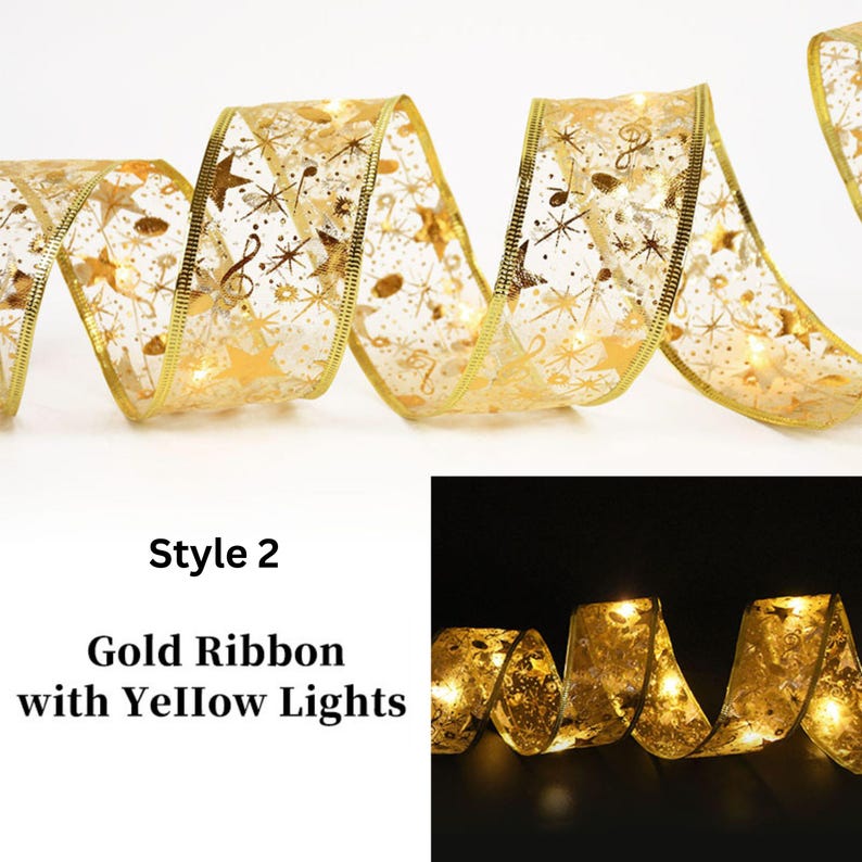 LED Christmas Bow String Lights | DIY Lace Ribbon Tree Ornaments ...