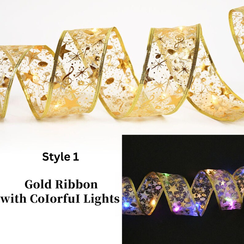 LED Christmas Bow String Lights | DIY Lace Ribbon Tree Ornaments ...