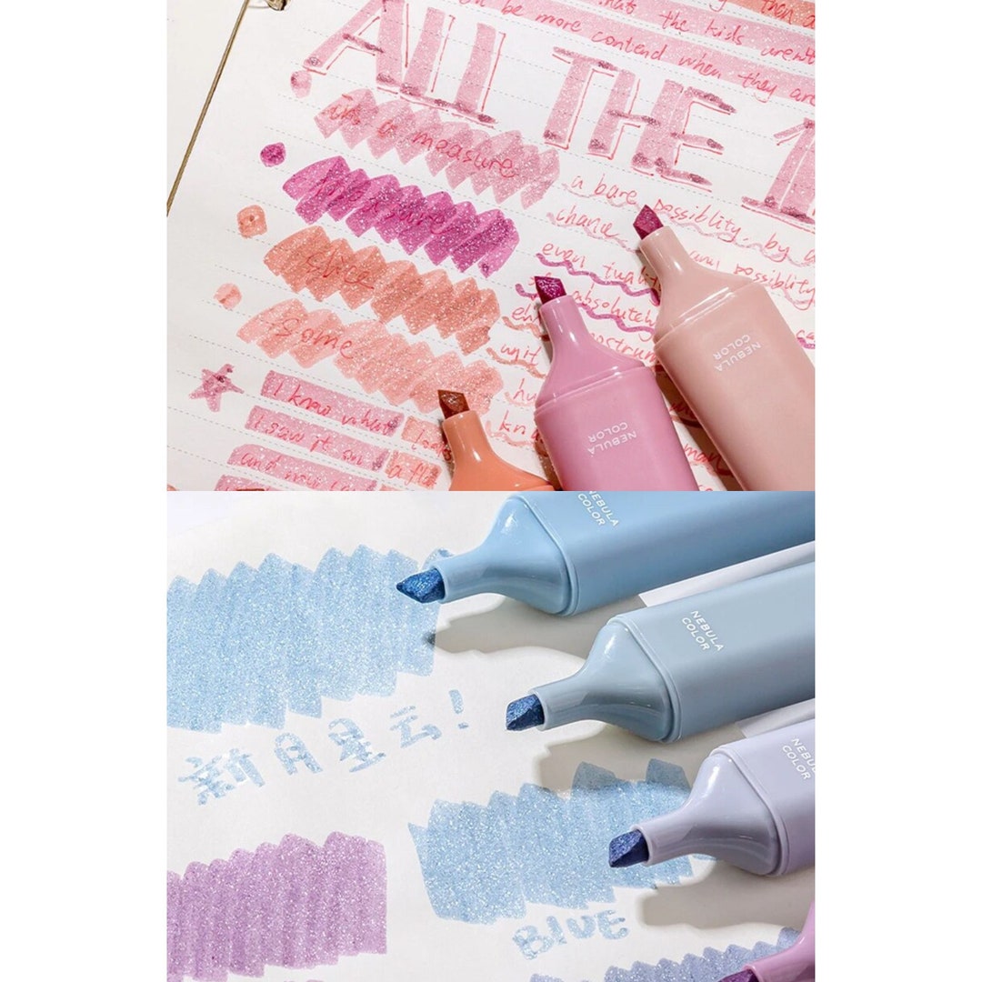 Vibrant Glitter Highlighter Pens (pack of 4) - Fine Flash Markers for ...