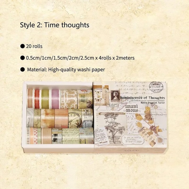 20 Rolls/ Box Vintage Washi Tape Stickers Set, DIY Decor, Vintage ...