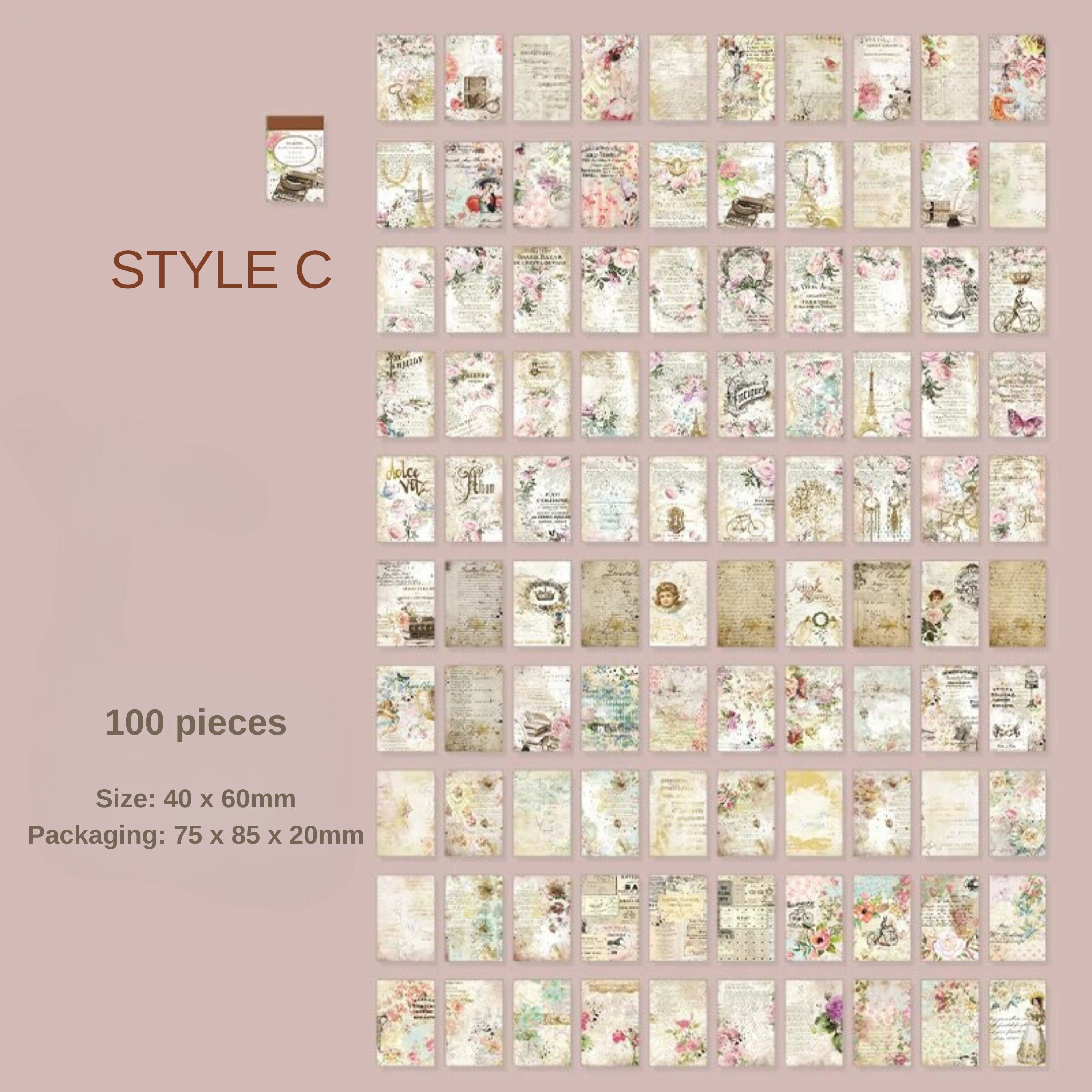 100pcs/pack Vintage Deco Stickers DIY Set for Scrapbooking, Junk ...