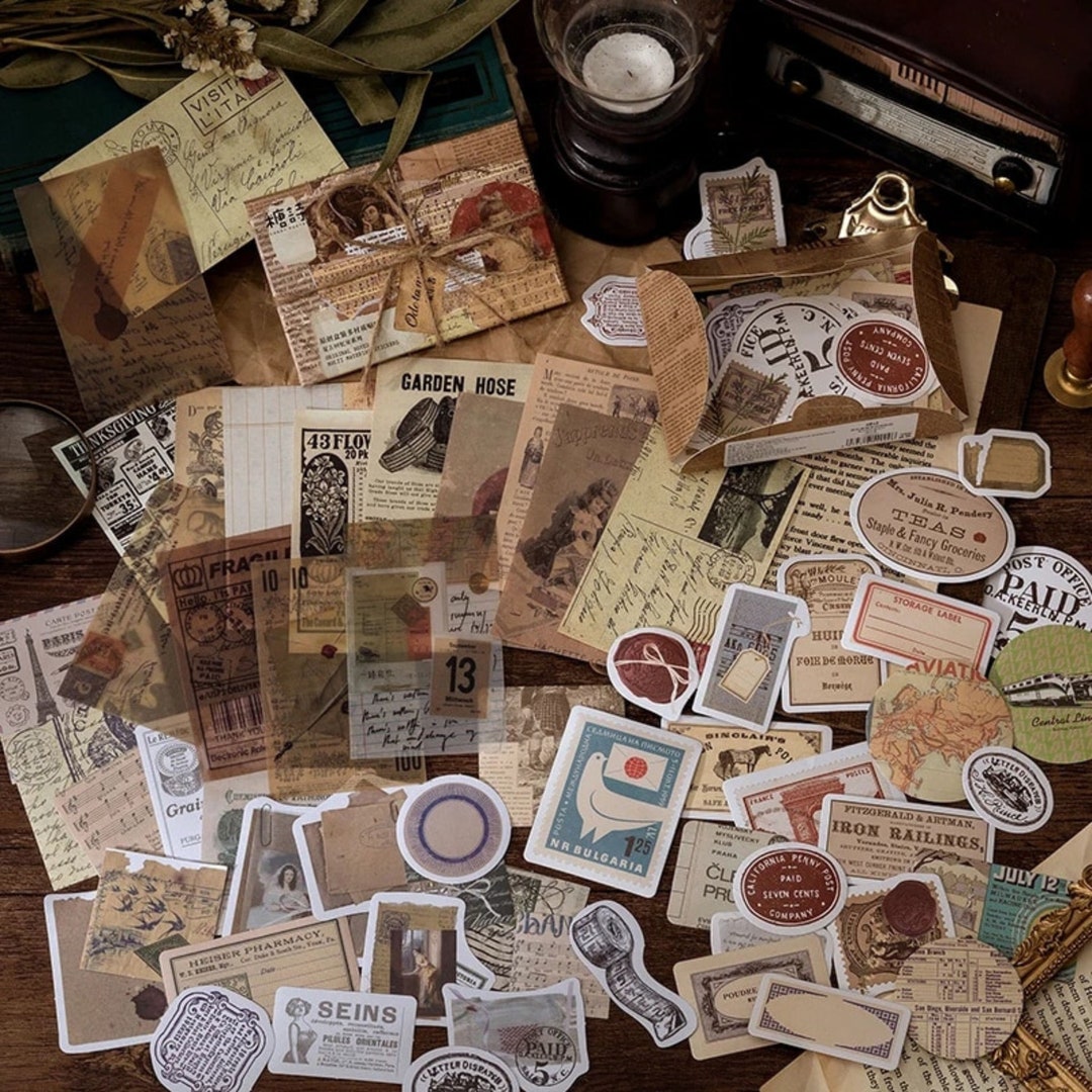 60pcs/pack Vintage Stationery Sticker Set, Aesthetic Additions for Junk ...