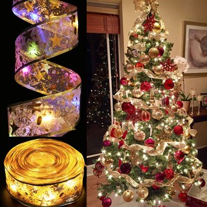 LED Christmas Bow String Lights | DIY Lace Ribbon Tree Ornaments ...