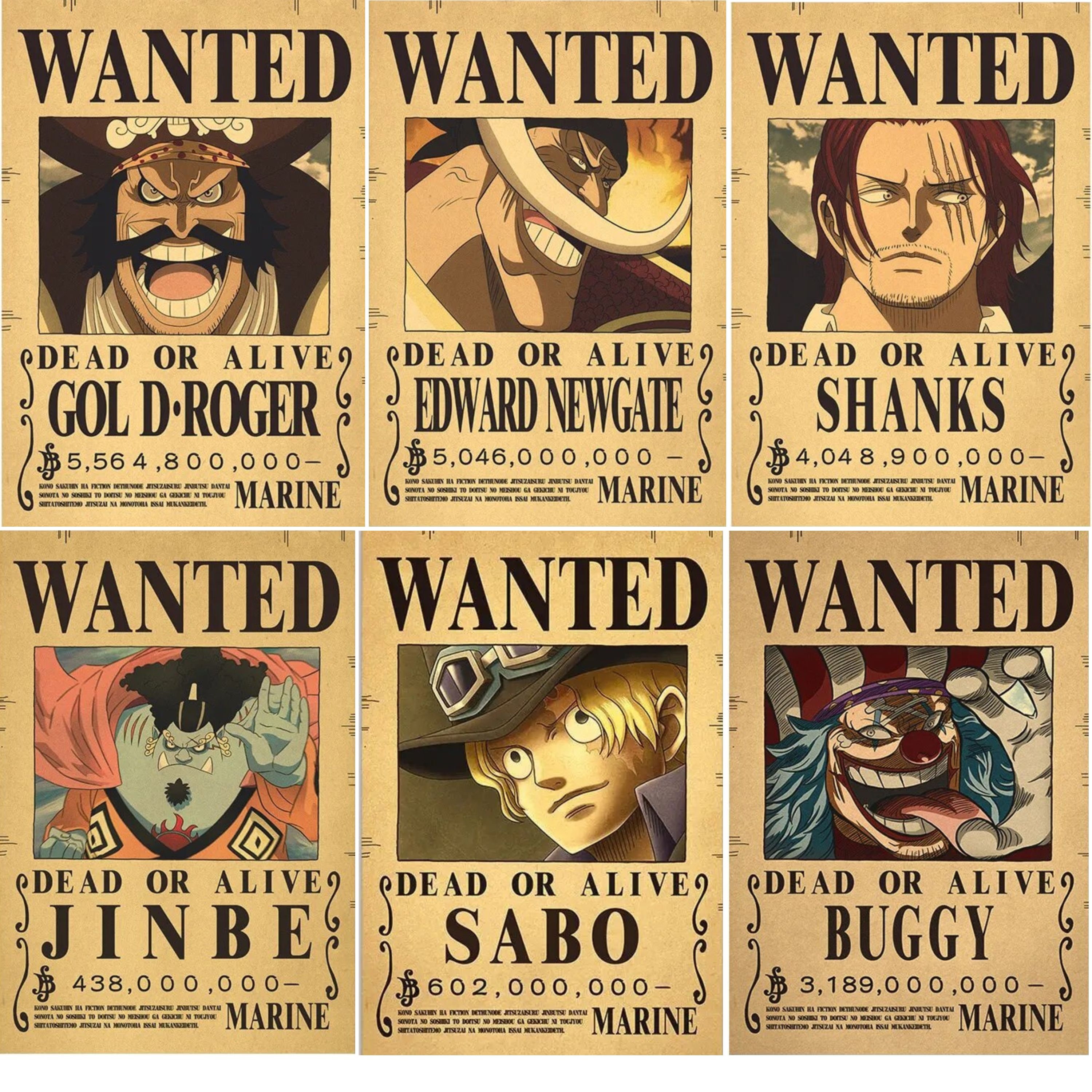 One Piece Wanted Poster Kraft Paper Anime Manga Collection, Bounty ...