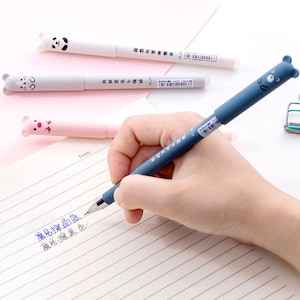 Cute Animal Erasable Gel Pen Set (4 Pcs) - Pig, Bear, Cat, Mouse ...