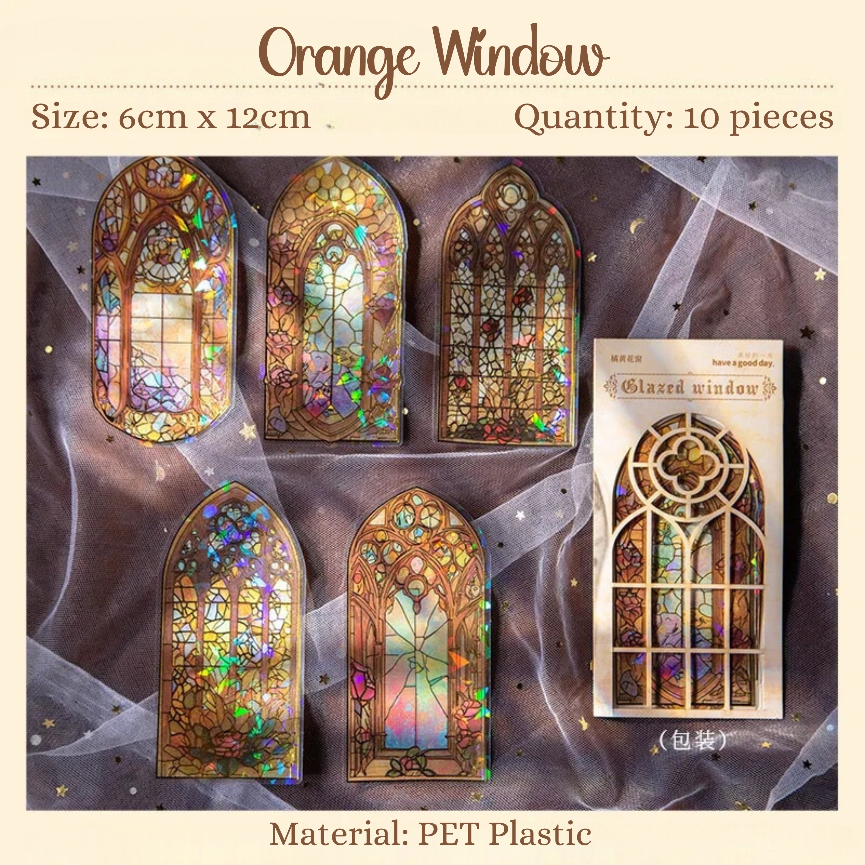 Retro Glazed Window Stickers Set of 10 Decorative Waterproof Stickers ...