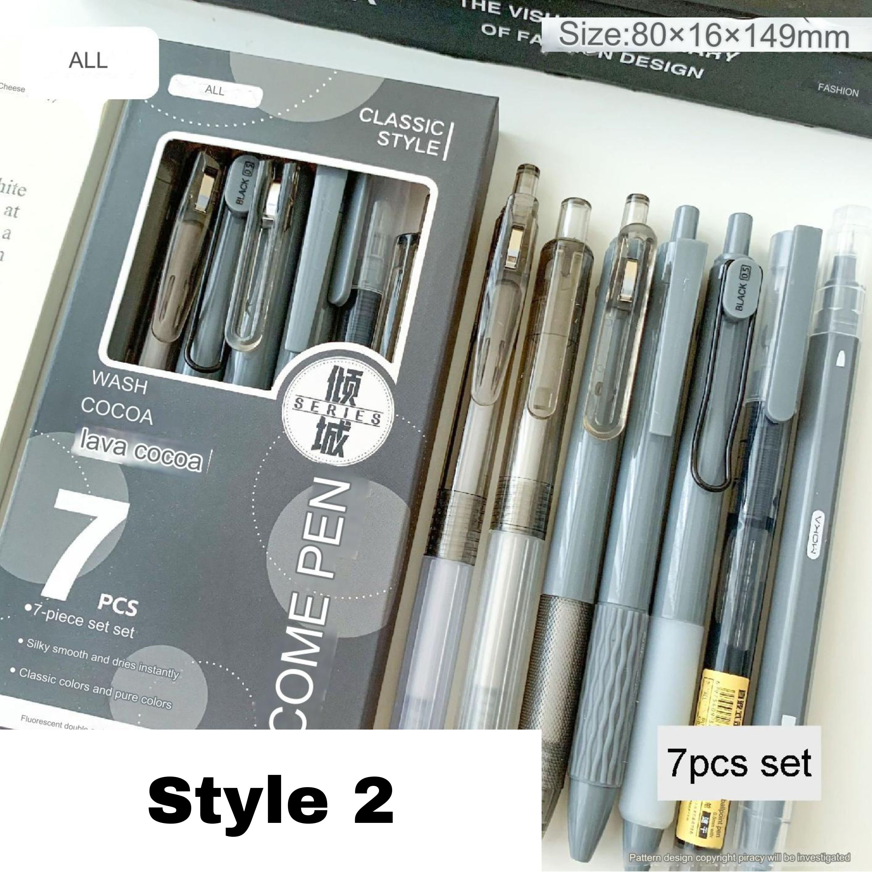 Kawaii Double-headed Gel Pen Set 7 Pcs Black Ink Ballpoint ...
